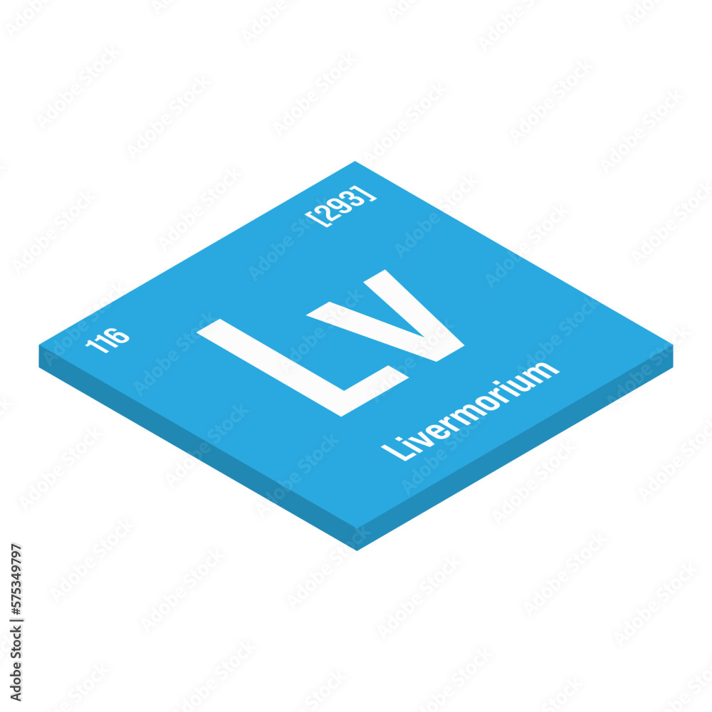 Vetor do Stock: Livermorium, Lv, periodic table element with name ...