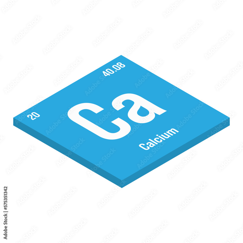 Calcium, Ca, periodic table element with name, symbol, atomic number ...