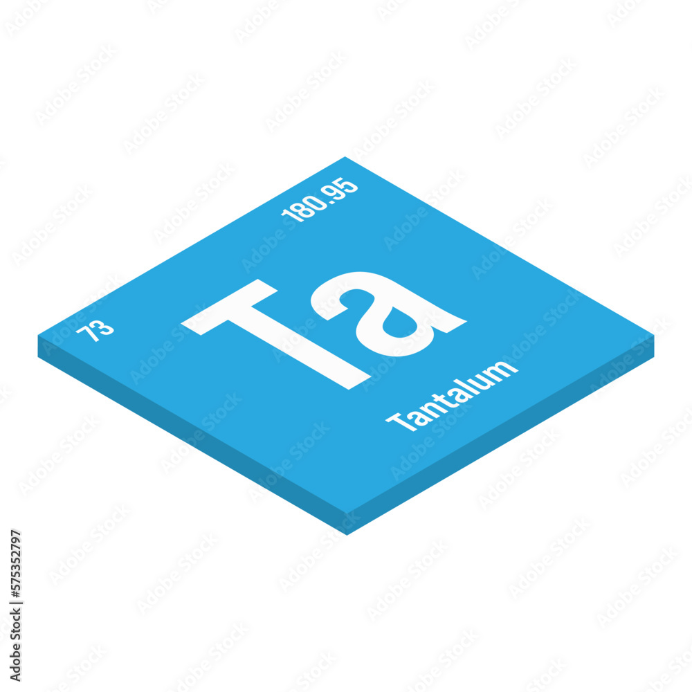 Tantalum, Ta, periodic table element with name, symbol, atomic number ...