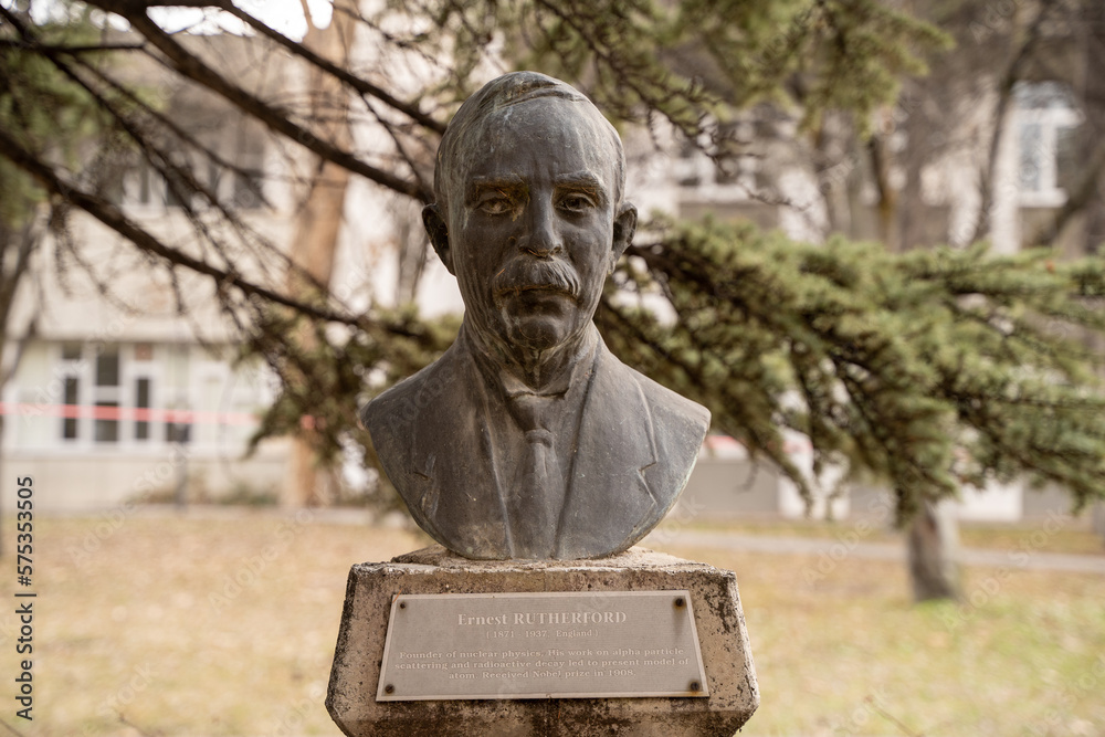 Ankara, Turkey - February 25, 2023: Ernest Rutherford statue at Middle ...