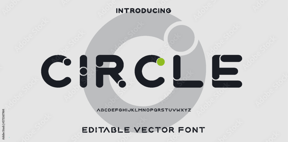 Circle editable round modern alphabet. Dropped stunning font, type for ...