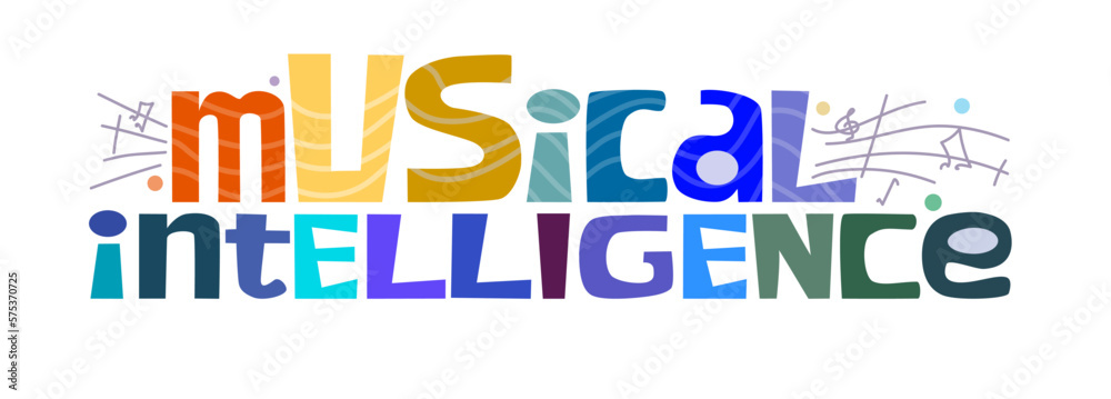 Musical intelligence concept phrase colourful letters vector art ...