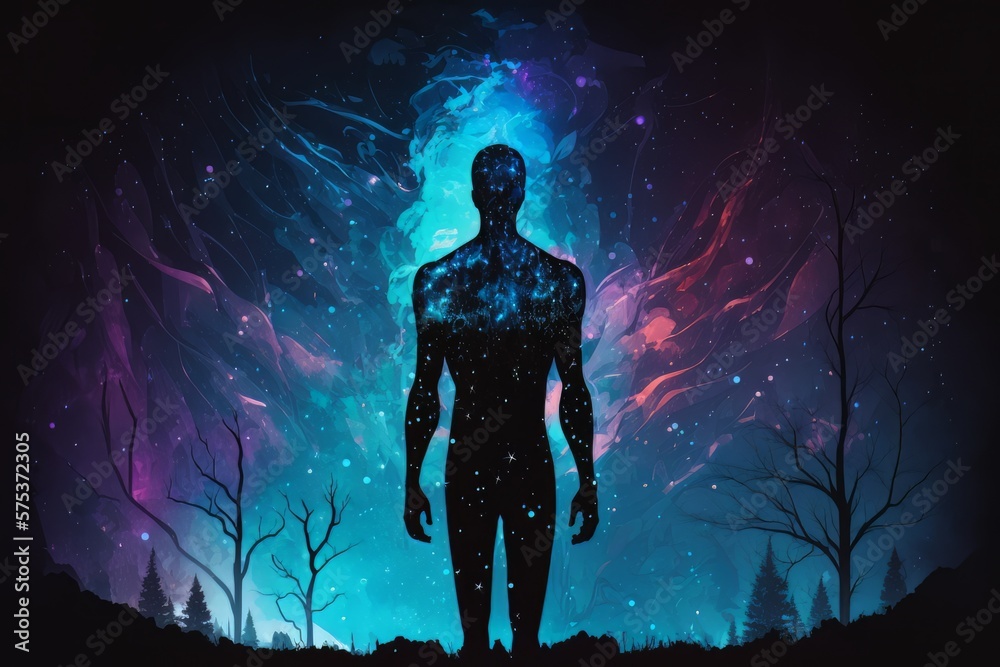 Astral body silhouette with energy, esoteric, spiritual life and ...