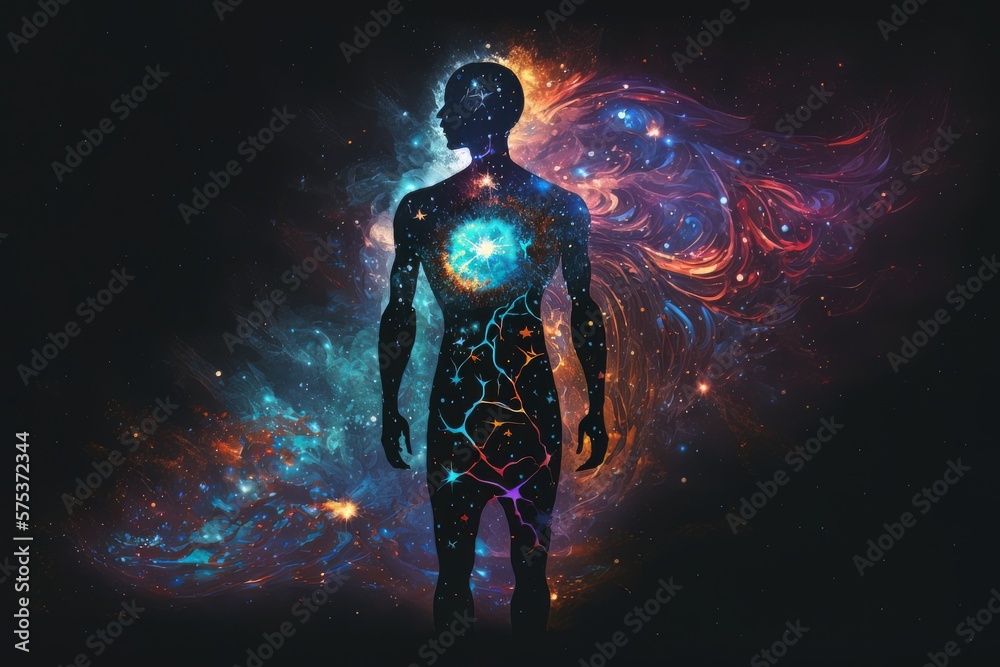 Astral body silhouette with energy, esoteric, spiritual life and ...