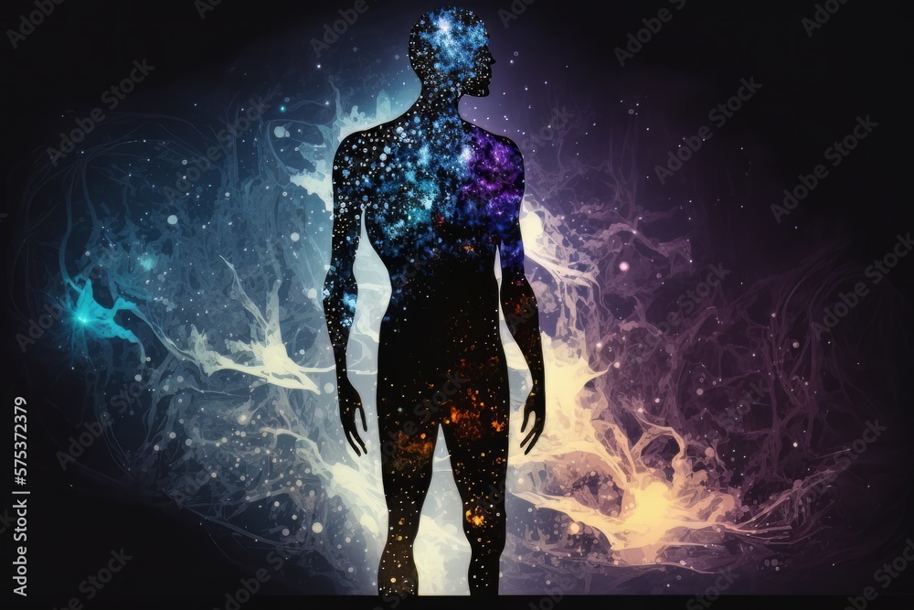 Astral body silhouette with energy, esoteric, spiritual life and ...
