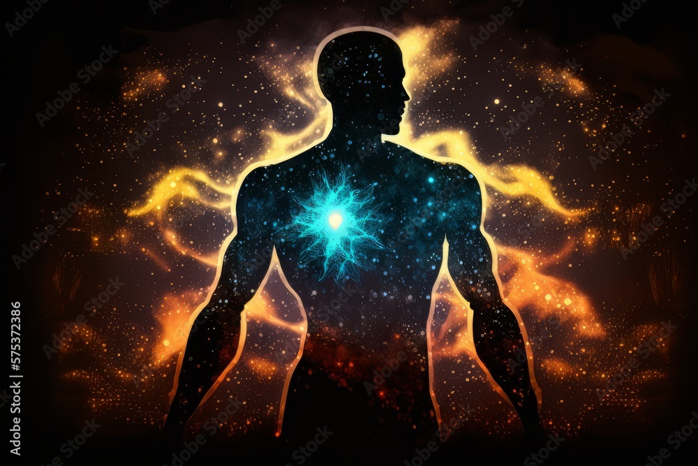 Astral body silhouette with energy, esoteric, spiritual life and ...