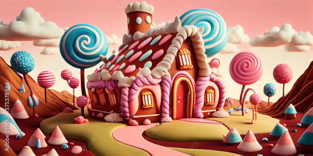 Generative AI illustration of a sweet and magical world with candy land ...