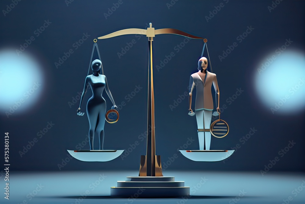 Generative AI illustration of Gender equality concept. Male and female ...