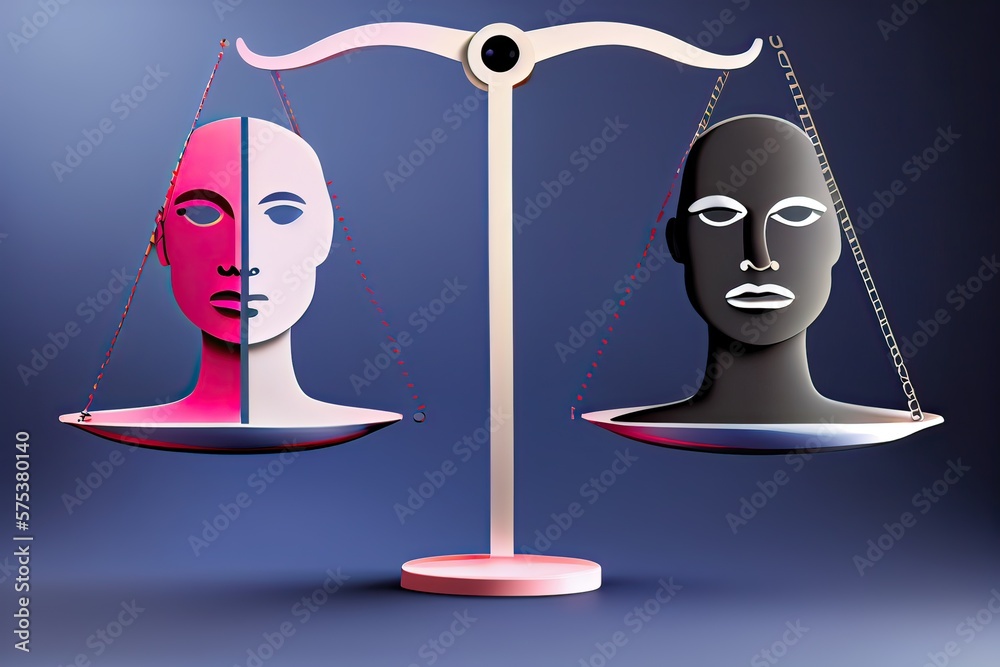 Generative AI illustration of Gender equality concept. Male and female ...