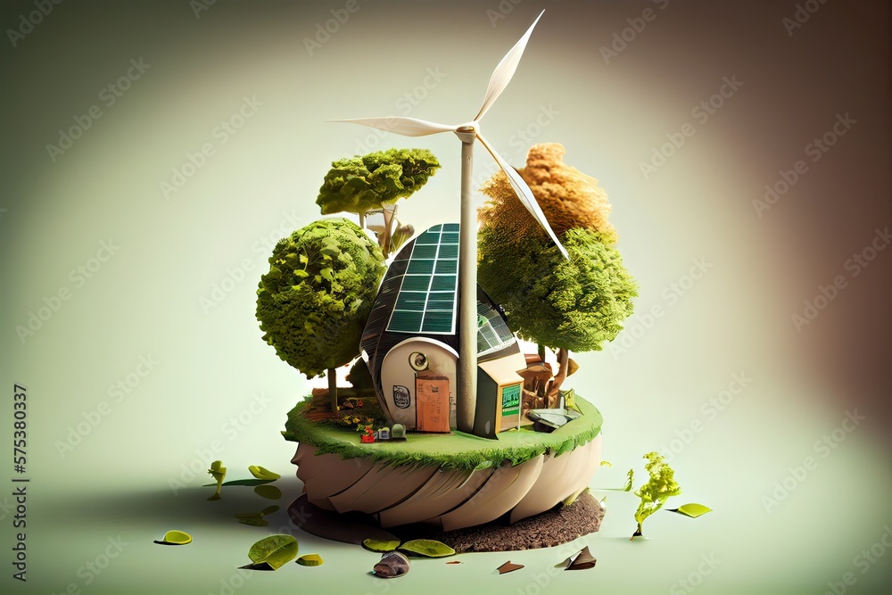 Generative AI illustration of Green enterprises that rely on renewable ...