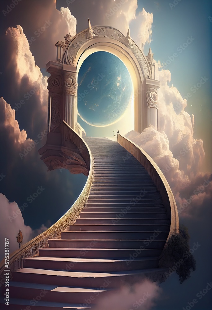 Generative AI illustration of a stunning staircase that leads up to a ...