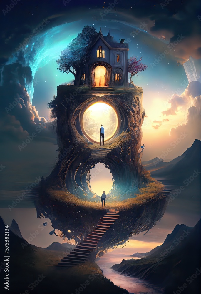 Generative AI illustration of Visualize a dream scape where anything ...