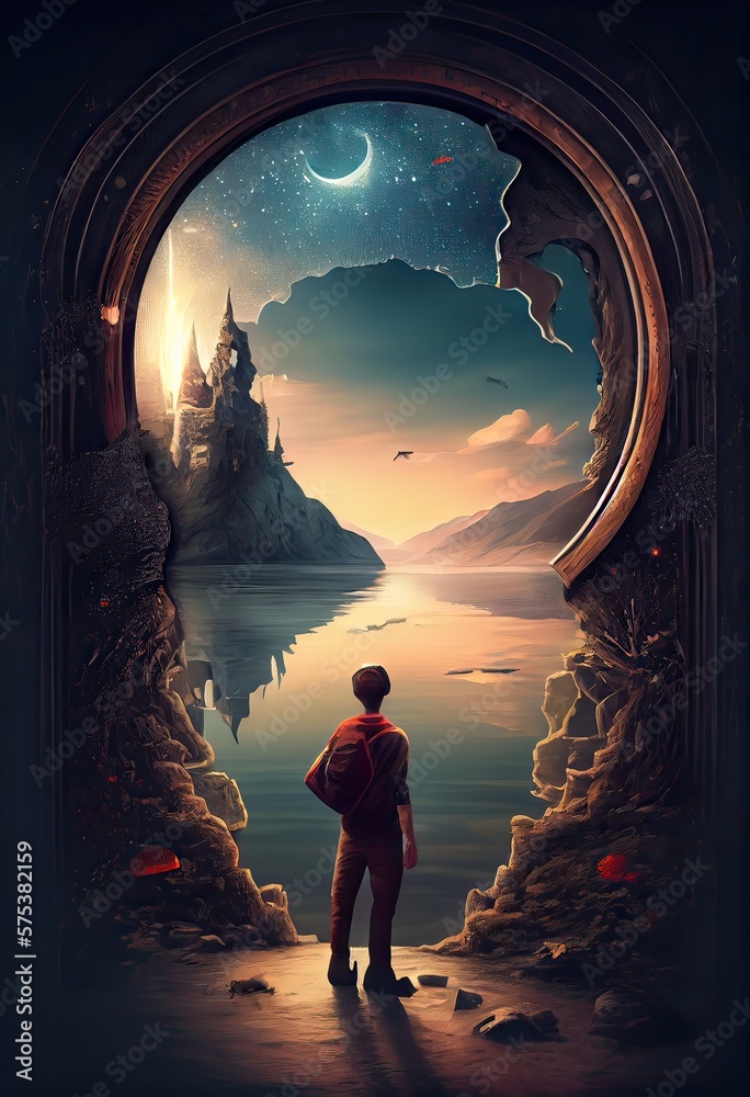 Generative AI illustration of Visualize a dream scape where anything ...