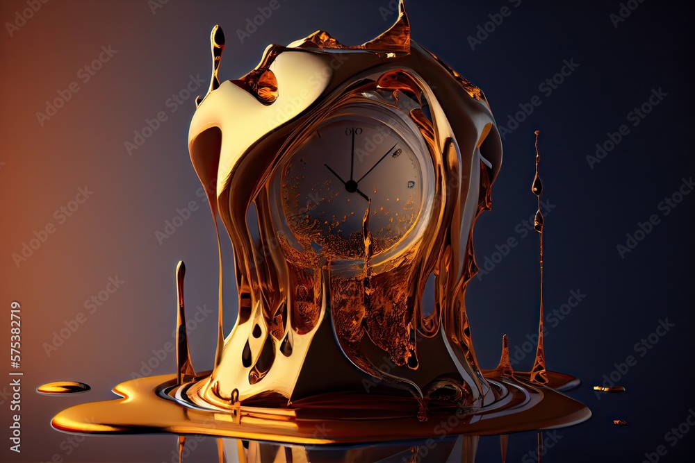 Generative AI illustration of the illusion of time, a surreal clock ...