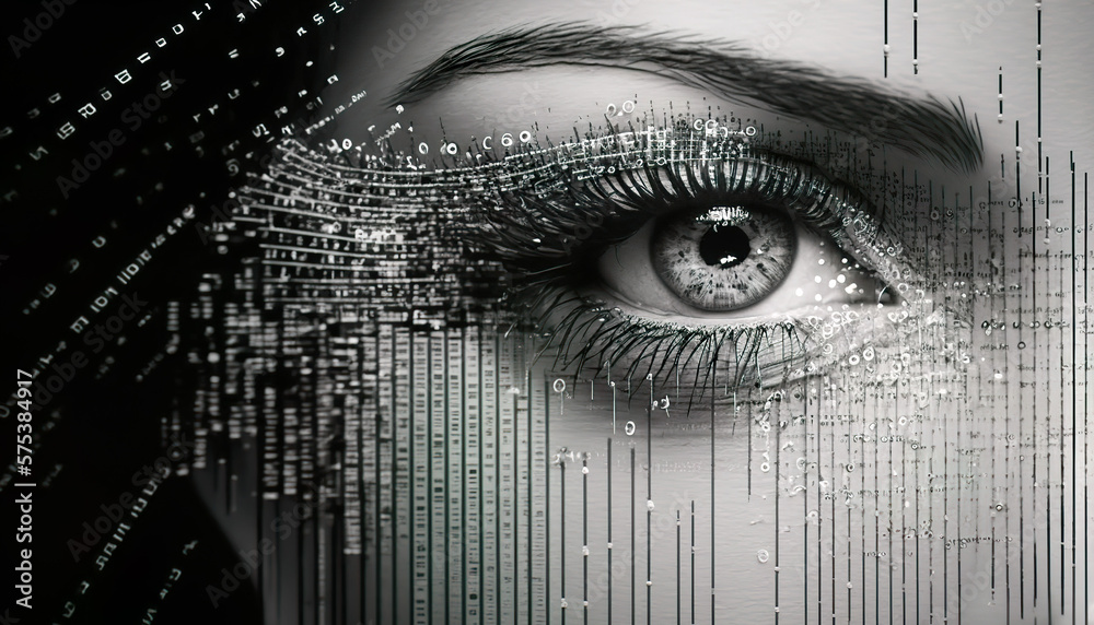 Retina scanner shown using blue and green eyes. Cybersecurity ...