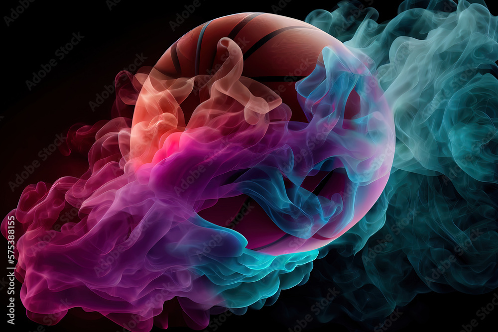 Basketball on the color smoke background. Generative Ai Stock ...