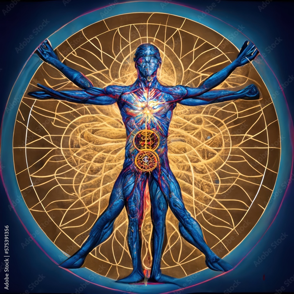 yoga meditation with chakras energy body GENERATIVE AI Stock ...