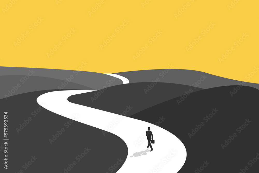 Businessman follow a path for business opportunities. visionary ...