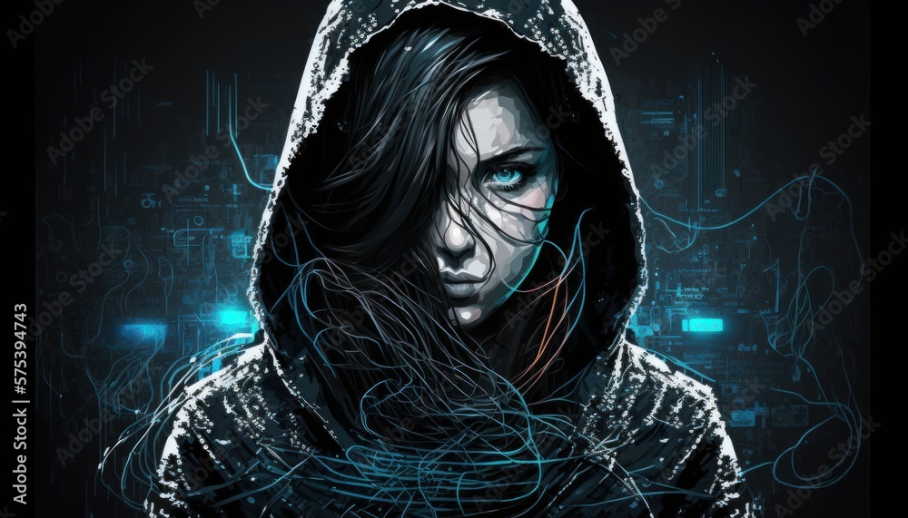 Hacker Girl Detailed Face - HD Wallpaper - Generative AI Stock ...