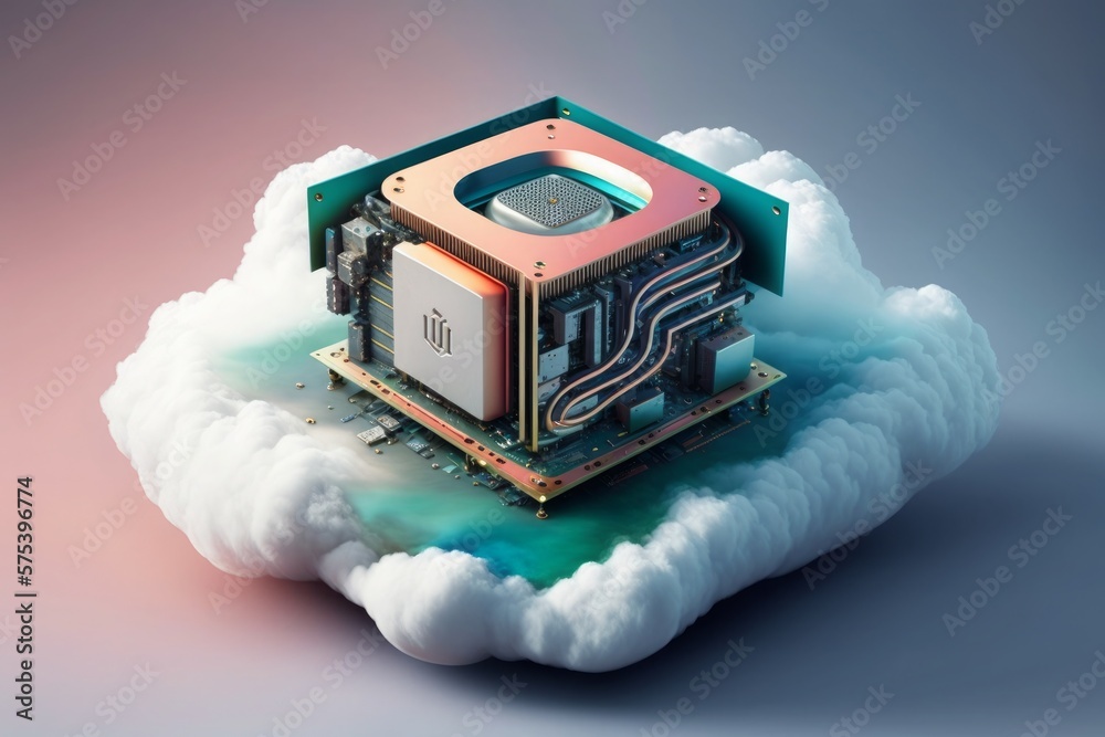computer processor evolving out of a cloud created with Generative AI ...