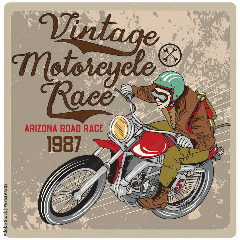 Vintage Motorcycle. vector poster design.motor racer Stock Vector ...