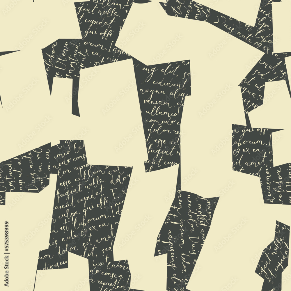 Seamless pattern with collage of letters with handwritten text Lorem ...