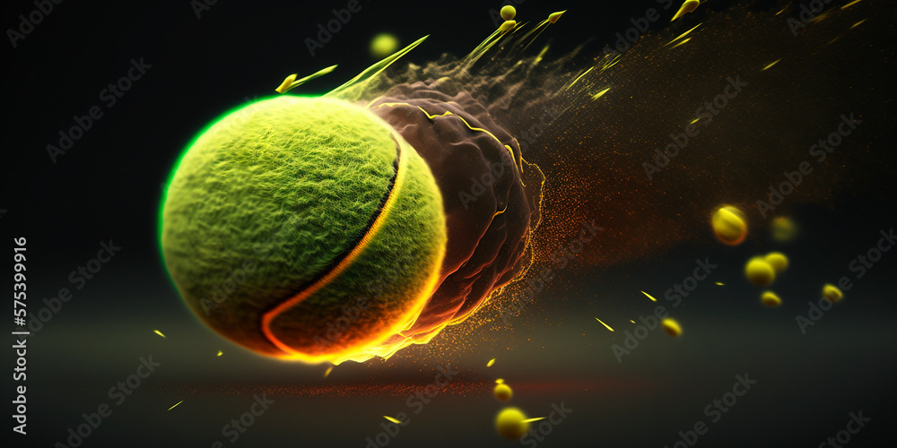 Flying dynamic tennis ball in motion AI generated illustration Stock ...