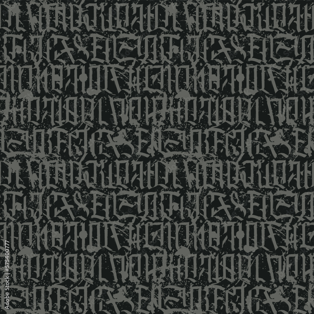 Decorative seamless pattern of capital Gothic letters in grunge style ...