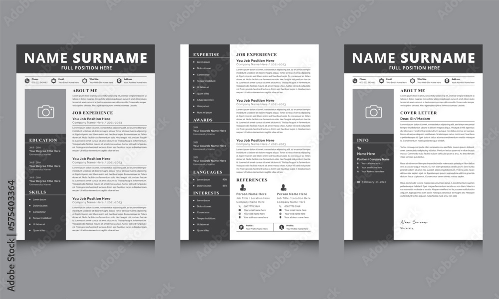 Professional Resume Layout and Curriculum Vitae Layout with Dark ...