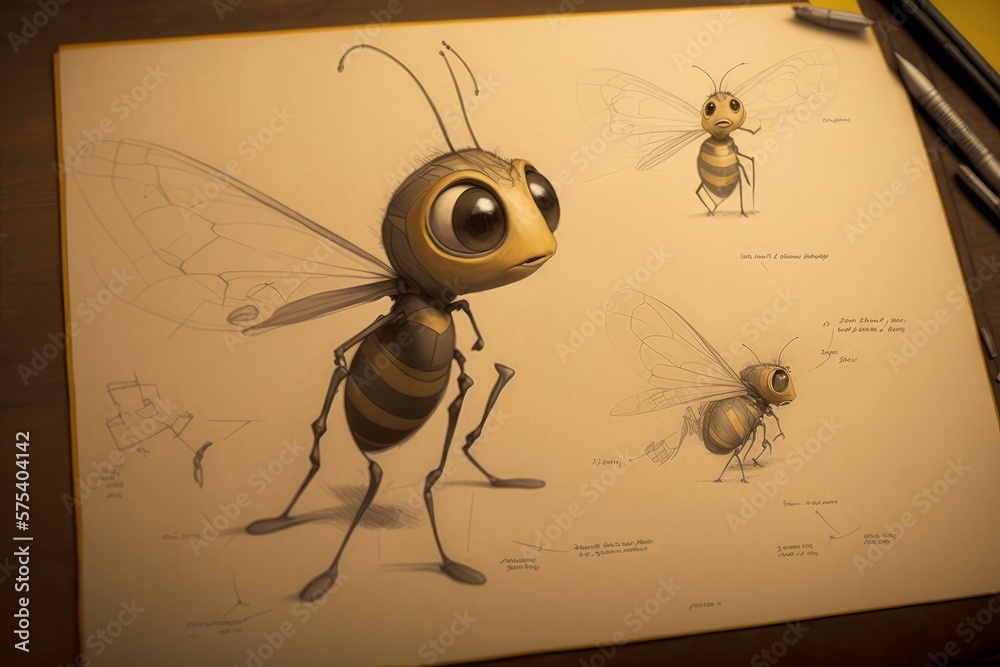 diagrammatic drawing baby wasp work in process created with Generative ...