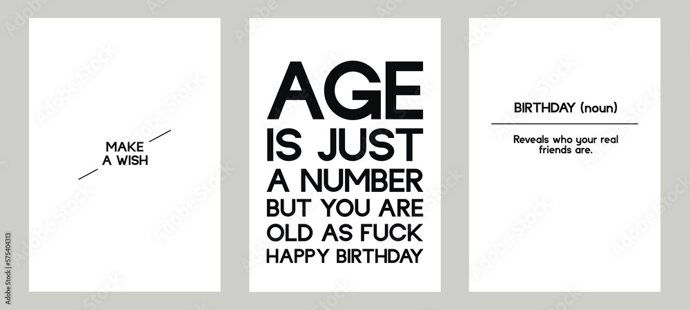 Set of minimalistic Happy Birthday posters. Vector illustrations ...