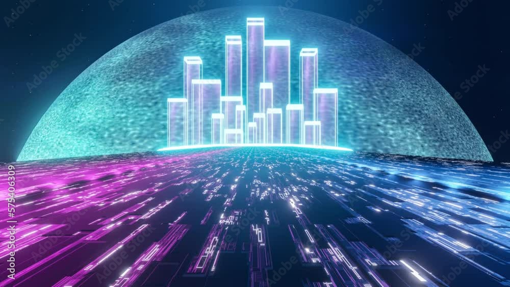 Fantasy Landscape With Future City In The Energy Dome Against The ...