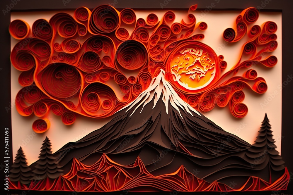 Volcanic eruption paper quilling, concept of Paper Art and Quilling ...