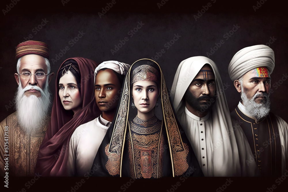 Illustration for a banner with the faces of people of different races ...