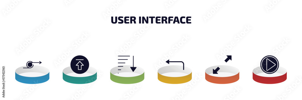 user interface infographic element with filled icons and 6 step or ...
