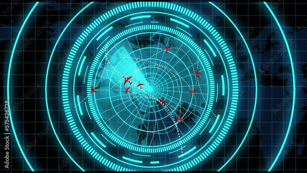 military Radar Scanner Search System, Airplane Glowing Radar Screen GPS ...