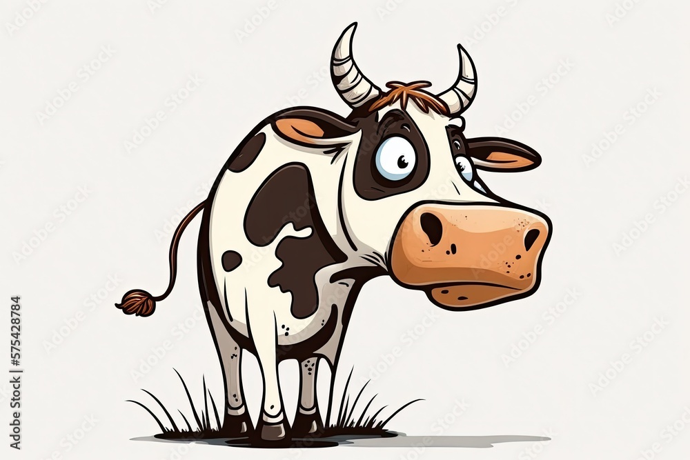Cartoon Cow Drawing for Humorous Purposes. Generative AI Stock ...