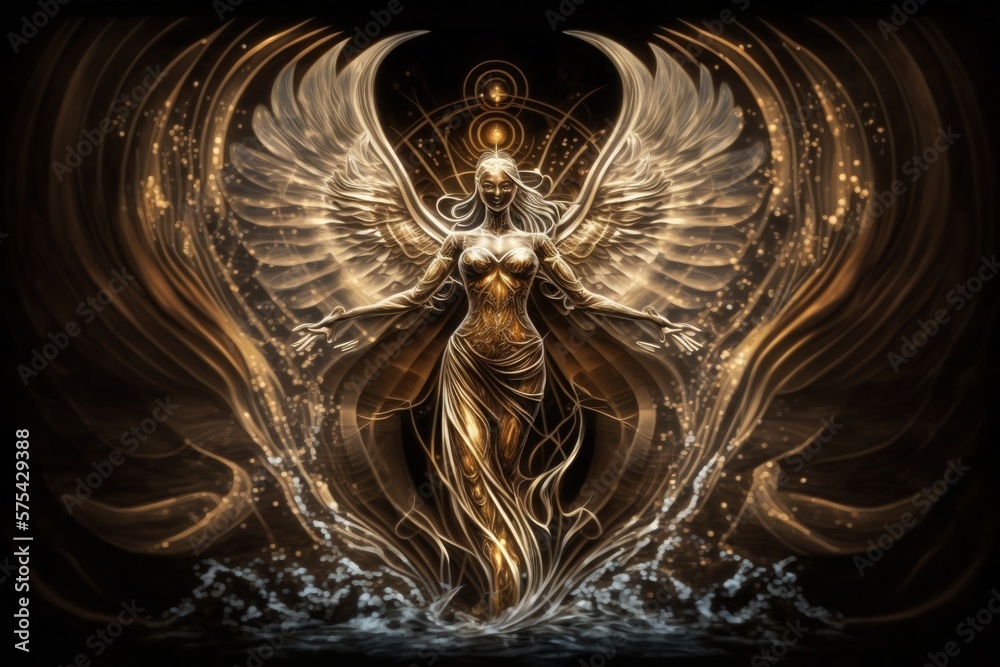 guardian angel full body flying over water all knowing created with ...