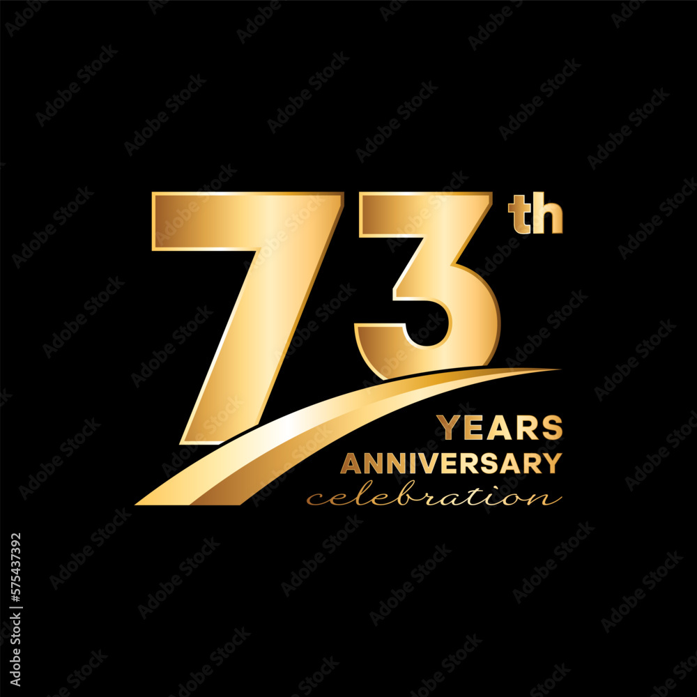 73th Anniversary logo design with golden number and text isolated on ...