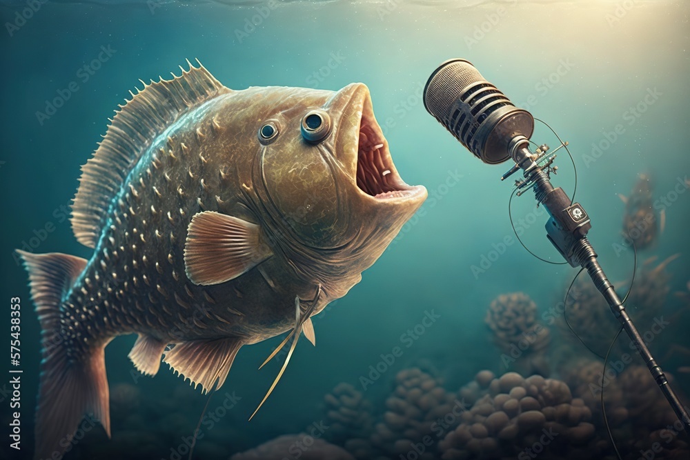 an illustration of an abstract voice phishing scam concept with a fish ...