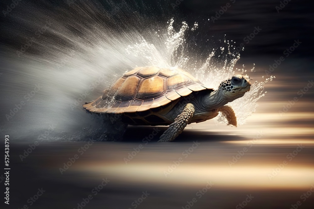 Turtle running with supersonic speed, created with Generative AI ...