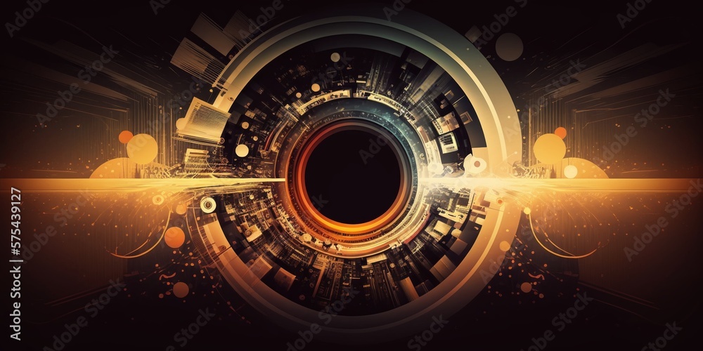 High Tech Gold Portal to Innovation Background. Artificial Intelligence ...