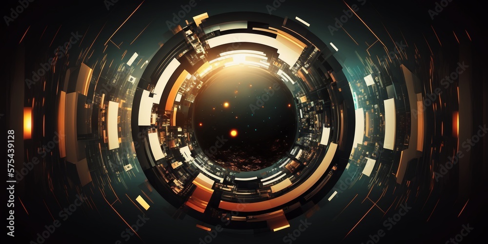 High Tech Gold Portal to Innovation Background. Artificial Intelligence ...