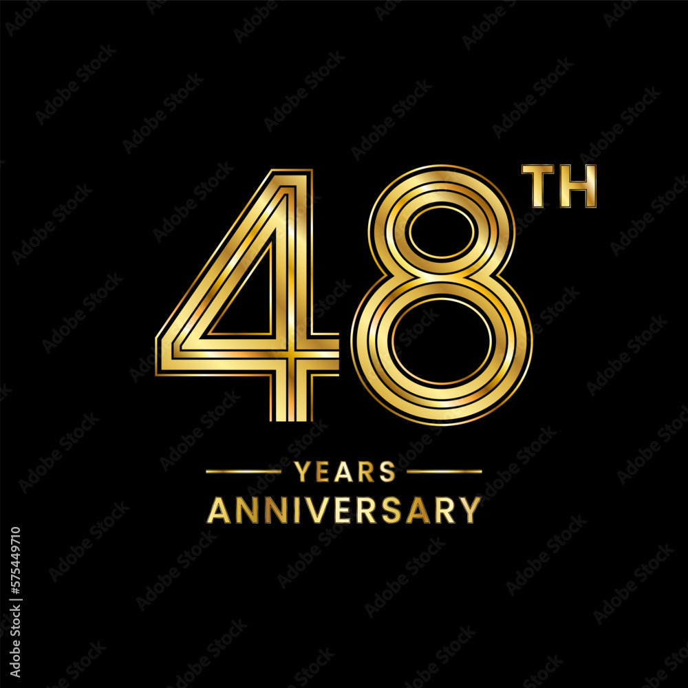 48th Anniversary logo design with golden number and text for ...