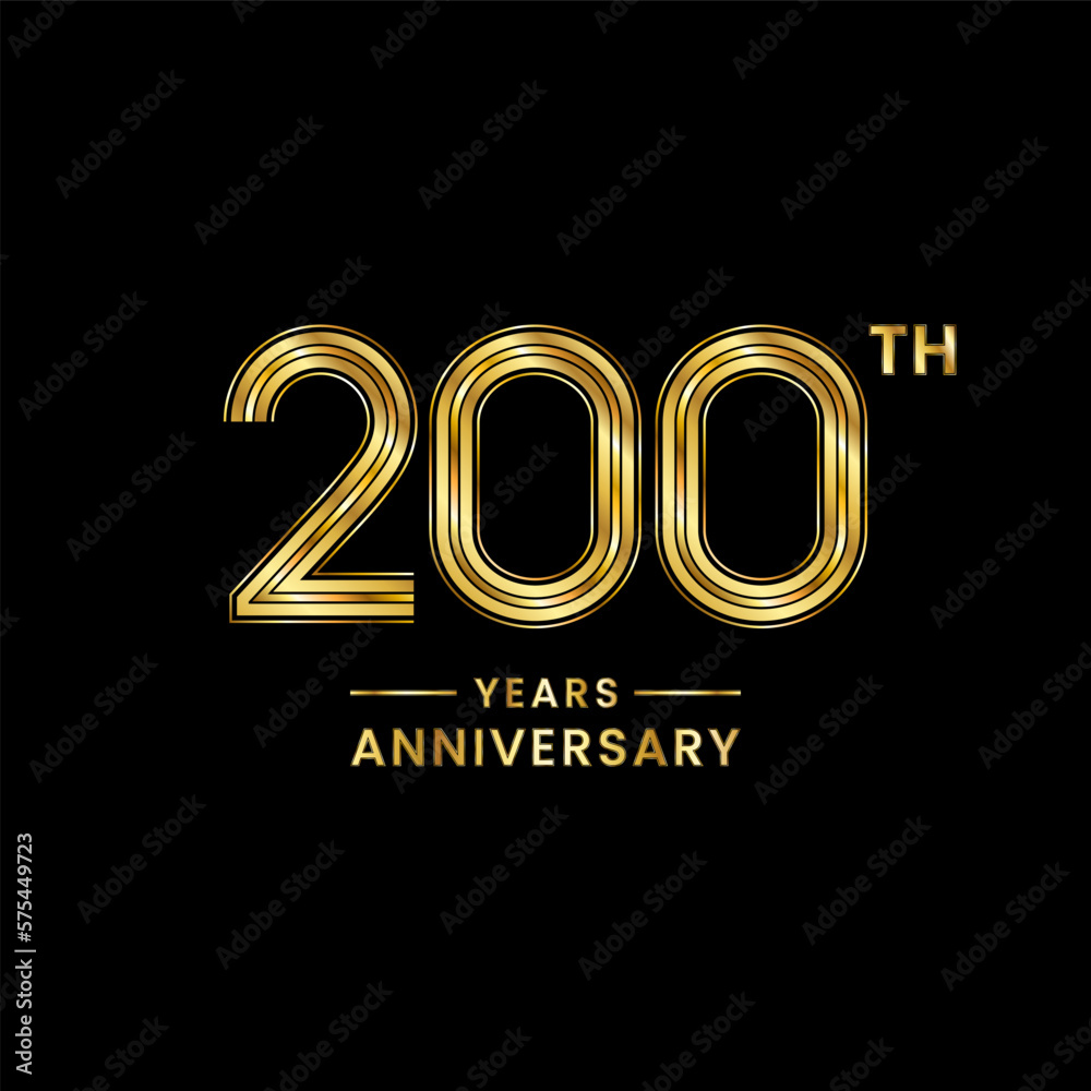200th Anniversary logo design with golden number and text for ...