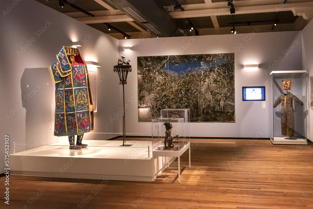 Interior of Tropenmuseum, collection of ethnographic artifacts from ...