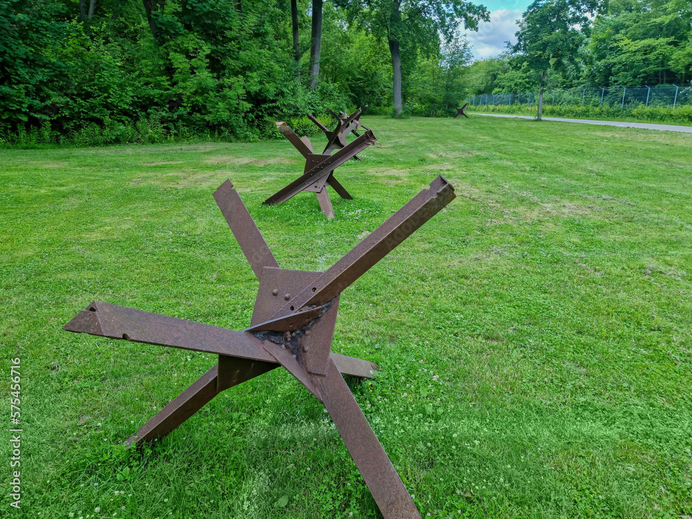 Hedgehogs - anti-tank obstacle defense line -The Czech hedgehog Stock ...