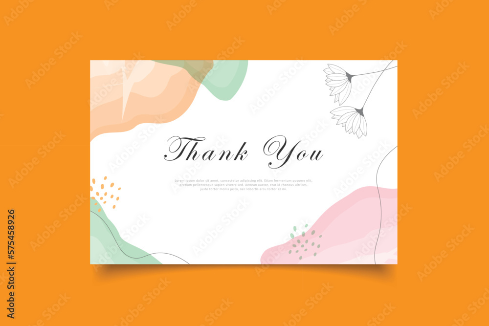 thank you card template design with abstract background Stock Vector ...