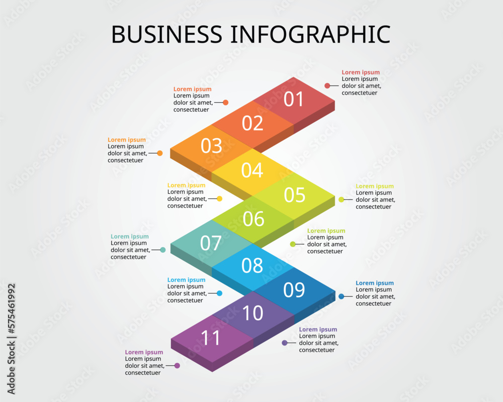 square timeline chart template for infographic for presentation for 11 ...