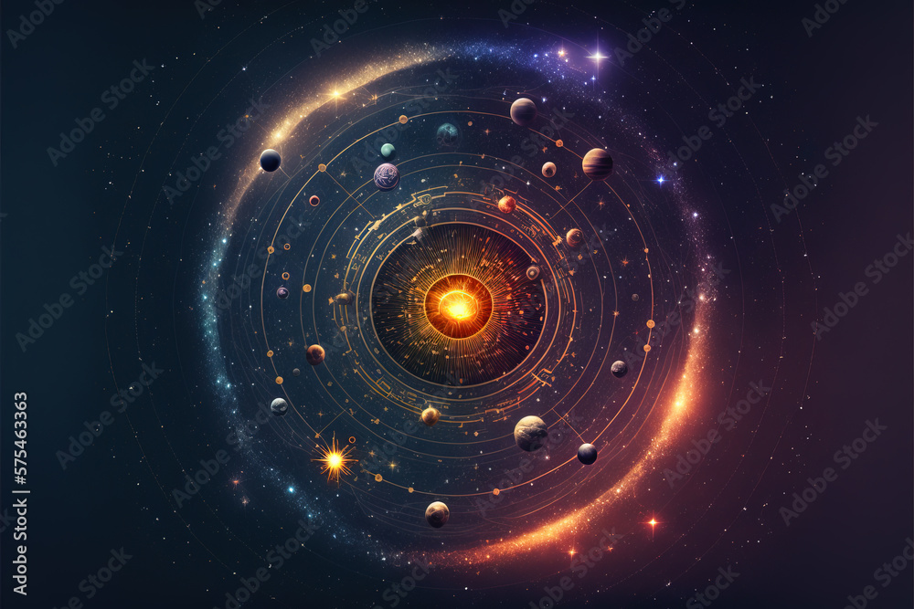 Solar system with planets ai generative illustration Stock Illustration ...